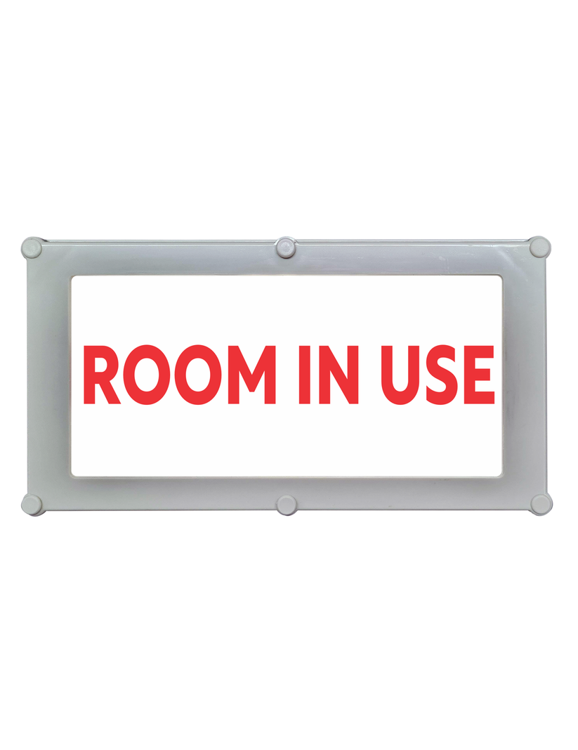 Backlit LED Warning Sign, Red Text on White, Ceiling/Wall mount
